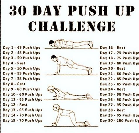 30 Day Push Up Challenge Push Up Challenge Workout Challenge 30 Day Push Up