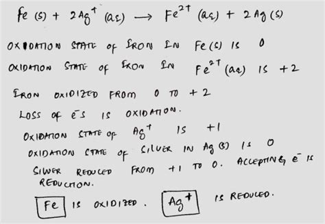 In The Reaction Fe S 2 Ag Aq Fe2 Aq 2 Ag 8 A Which Species