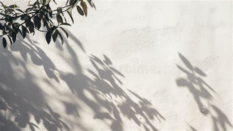 A Tree Casts A Shadow On A White Wall Stock Illustration Illustration Of Sunny Shadow 372822269