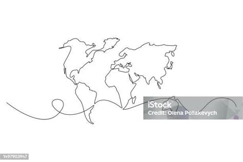 지구의 연속적인 선 그리기 지구본 세계 지도 아이콘입니다 교육용 지도 실루엣 벡터 그림입니다 스톡 이미지 한붓그리기에 대한 스톡 벡터 아트 및 기타 이미지 Istock