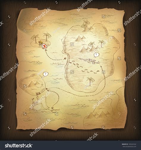 Treasure Map On Wooden Background Vector Stock Vector Shutterstock