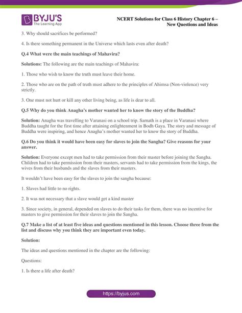 NCERT Solutions For Class 6 History Chapter 6 New Questions And Ideas