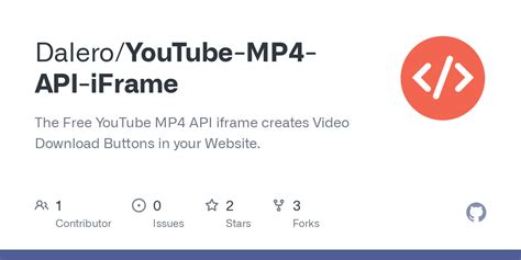 Github Daleroyoutube Mp4 Api Iframe The Free Youtube Mp4 Api Iframe