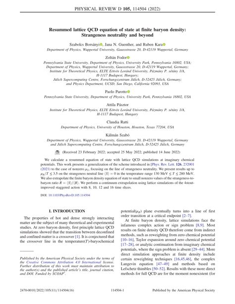Pdf Resummed Lattice Qcd Equation Of State At Finite Baryon Density Strangeness Neutrality