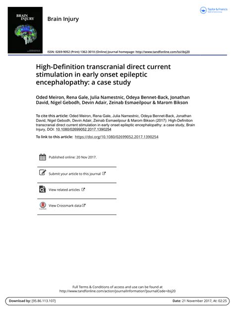 Pdf High Definition Transcranial Direct Current Stimulation In Early