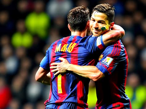 Cristiano Ronaldo Hugging Lionel Messi