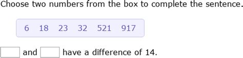 Ixl Choose Numbers With A Particular Difference Grade 4 Maths Practice