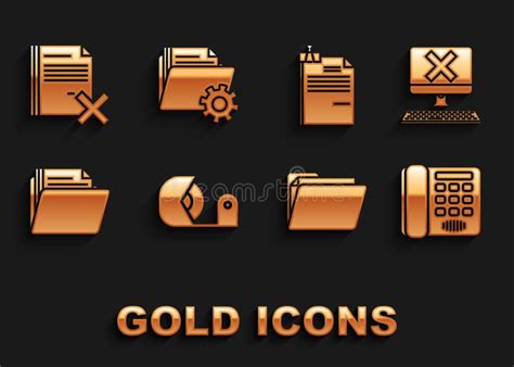 set scotch computer with keyboard and x mark telephone document