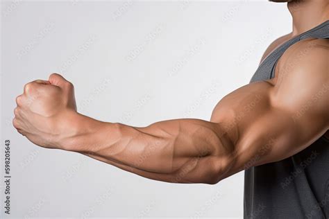 Body Builder Flexing His Biceps Internal Side On White Background Stock Illustration Adobe Stock