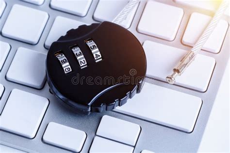 Black Security Lock With Pass Code Or Password On Computer Keyboard
