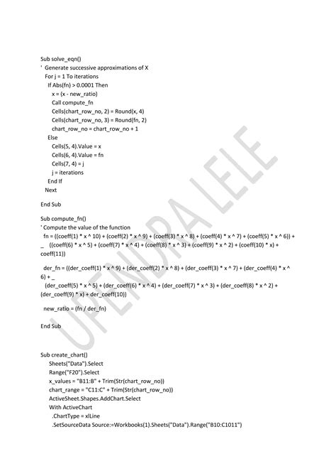 Excel Macro For Solving A Polynomial Equation Pdf