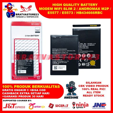 Jual [original Oem] Baterai Modem Wifi Smartfren Andromax M2p Bolt Slim 2 E5577 E5573