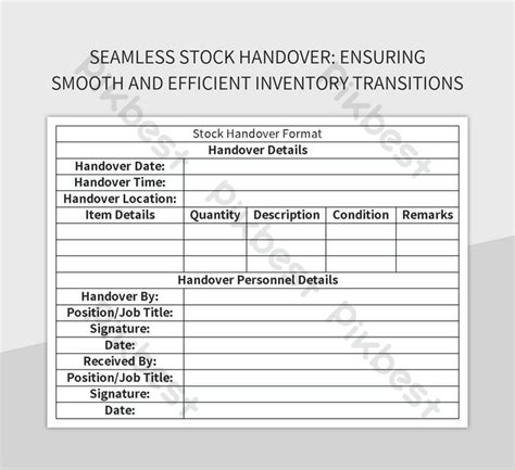 Efficient Inventory Transitions Achieving Seamless Stock Handover Excel Template Free