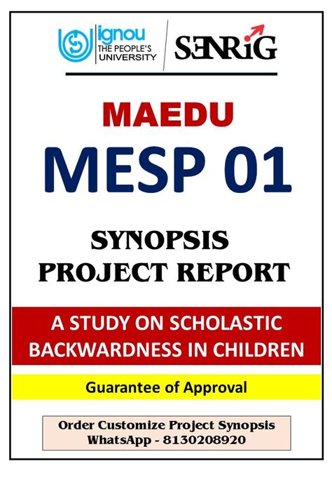 Buy Ignou Maedu Project Mesp 01 Synopsisproposal