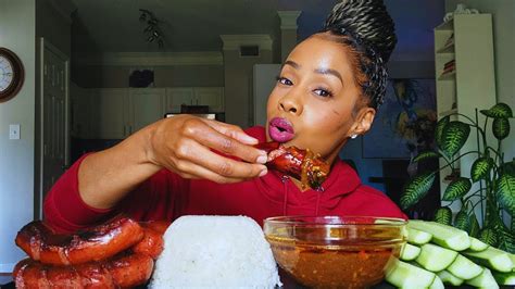 Sausage Rice And Cucumber With BlovesLife Smackalicious Sauce |Mukbang ...