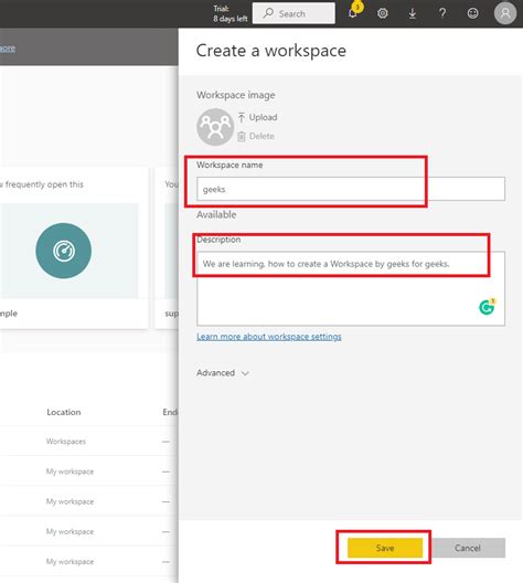 Power Bi How To Create Workspace Geeksforgeeks