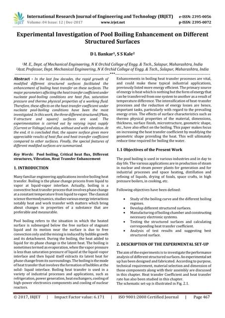 Experimental Investigation Of Pool Boiling Enhancement On Different Structured Surfaces Pdf