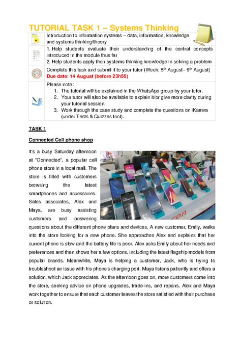 IFS 132 Tutorial 1 Student Version 2024 - TUTORIAL TASK 1 – Systems Thinking Introduction to ...