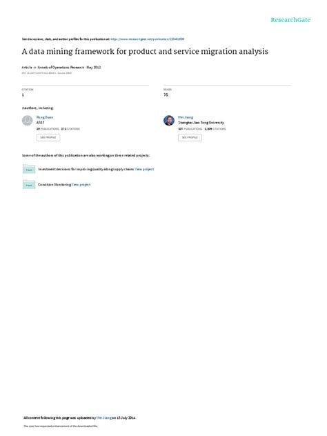 A Data Mining Framework For Product And Service Migration Analysis Pdf Time Series