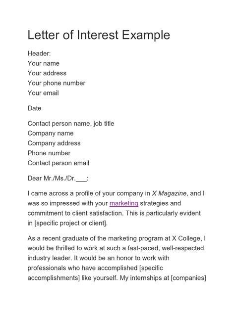 30 Editable Letter Of Interest For A Job Templates Templatearchive