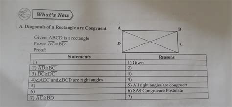 Solved What S New A Diagonals Of A Rectangle Are Congruent Given ABCD Is A Rectangle Prove