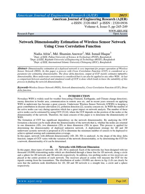 pdf network dimensionality estimation of wireless sensor network