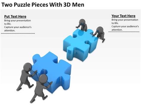 Two Puzzle Pieces With D Men Ppt Graphics Icons Powerpoint PowerPoint Presentation Designs