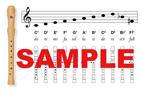 Flute Sheets Recorder Fingering Chart Basic Musical Notes Compositions Paper Sheets Etsy