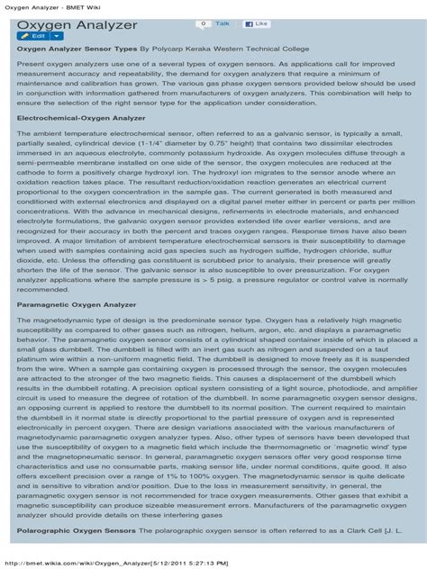 Oxygen Analyzer Types Download Free Pdf Electrochemistry Anode