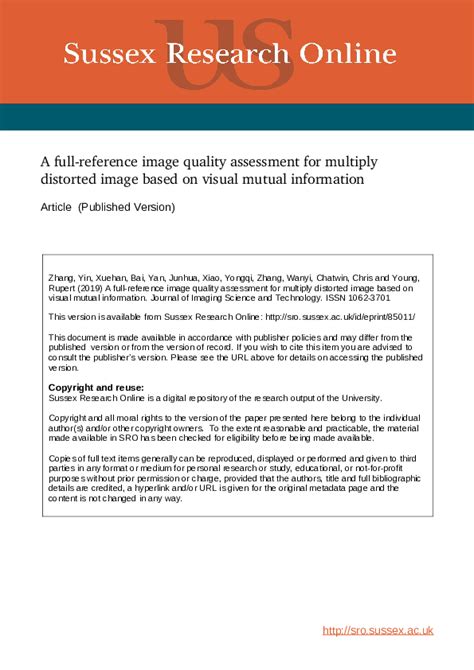 pdf a full reference image quality assessment for multiply distorted