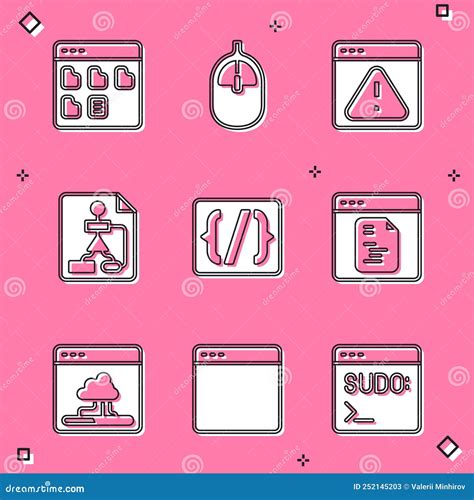 Set Browser Files Computer Mouse With Exclamation Mark Flowchart