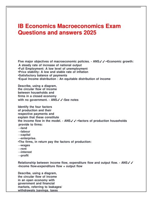 Ib Economics Macroeconomics Exam Questions And Answers 2025 Macroeconomics Stuvia Us