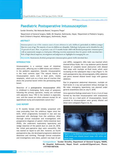 Pdf Paediatric Postoperative Intussusception