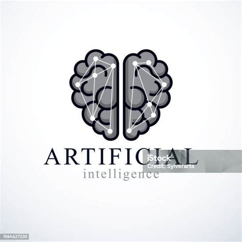 인공 지능 개념 벡터 기호 디자인입니다 인간의 해 부 두뇌 전자 기술 요소 아이콘입니다 스마트 소프트웨어 지능형 기계와 컴퓨터