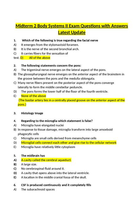 Midterm 2 Body Systems Ii Exam Questions With Answers Latest Update Exams Nursing Docsity