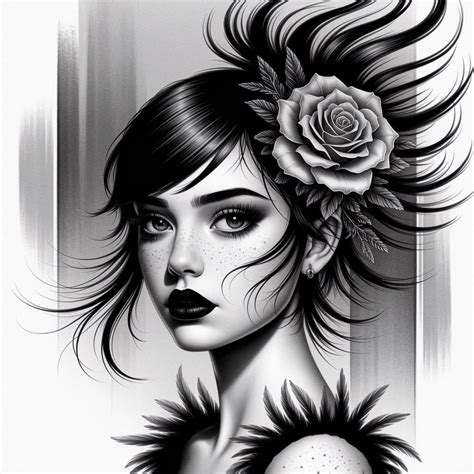 A Dramatic Black And White Alcohol Pencil And Charcoal Drawing