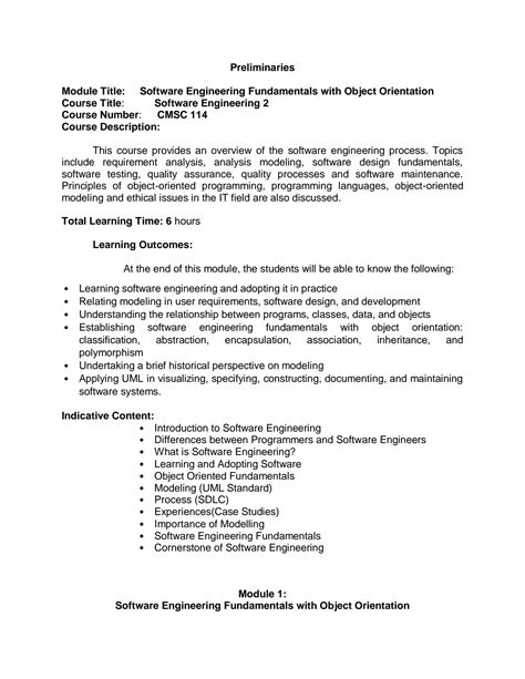 Solution Software Engineering Fundamentals With Object Orientation