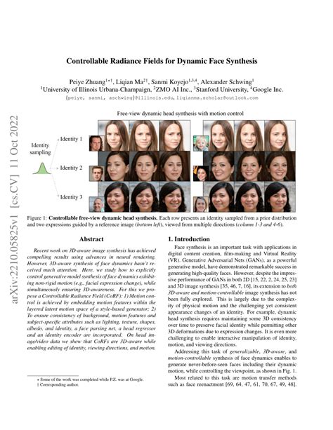pdf controllable radiance fields for dynamic face synthesis