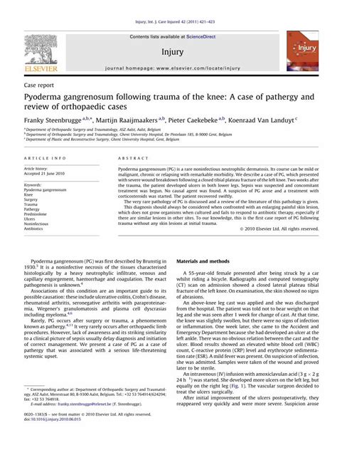 Pdf Pyoderma Gangrenosum Following Trauma Of The Knee A Case Of Pathergy And Review Of Pdf Pyoderma Gangrenosum Following Trauma Of The Knee A Case Of Pathergy And Review Of