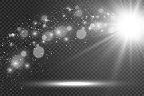 투명한 배경에 혜성 밝은 별 별이 빛나는 아름다운 길 슈팅 스타 혜성 꼬리 프리미엄 벡터