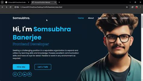 somsubhra banerjee on linkedin created a personal portfolio using html