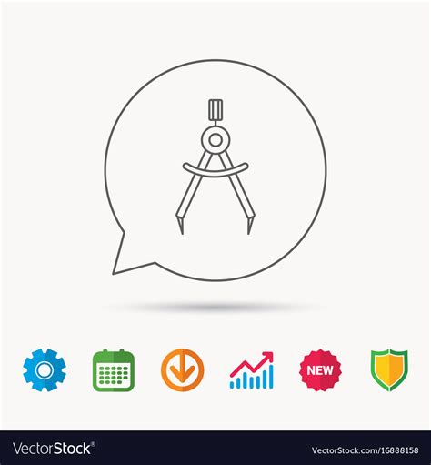 Compasses Icon Measurement Dividers Sign Vector Image