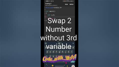 24swap 2 Number Without 3rd Variable Tech Shorts C Coding Programming Cprogramming