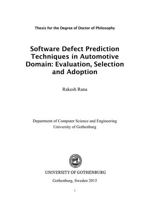 Pdf Software Defect Prediction Techniques In Automotive Domain