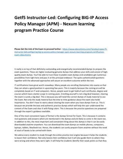 pdf f5 instructor led configuring big ip access policy manager apm