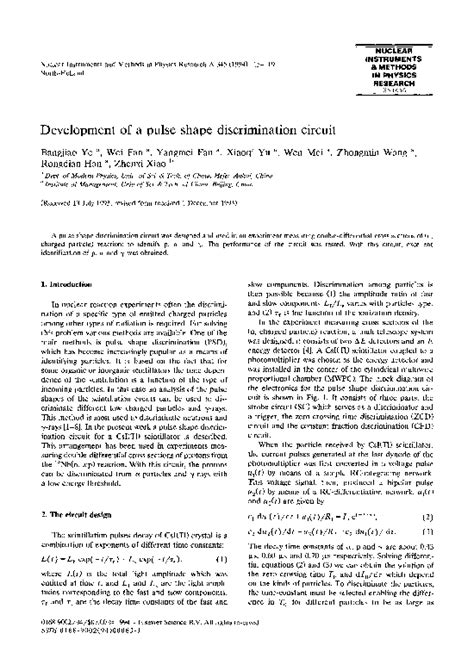Pdf Development Of A Pulse Shape Discrimination Circuit