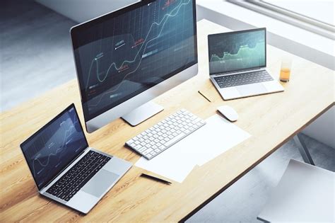 Premium Photo Computer Monitor With Abstract Creative Analytics Data Spreadsheet Analytics And