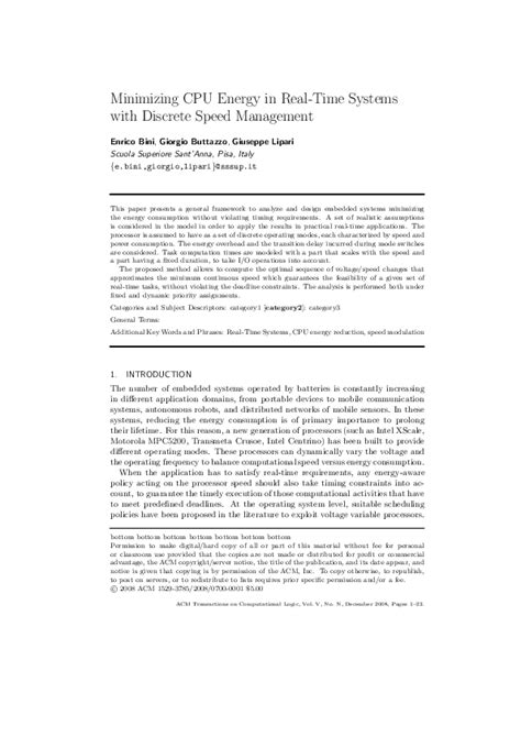 pdf minimizing cpu energy in real time systems with discrete speed management