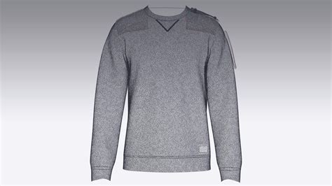 Men Leather Shoulder Sweatshirt With Patch 3d Model By Clothing Axis