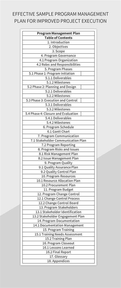 Effective Sample Program Management Plan For Improved Project Execution